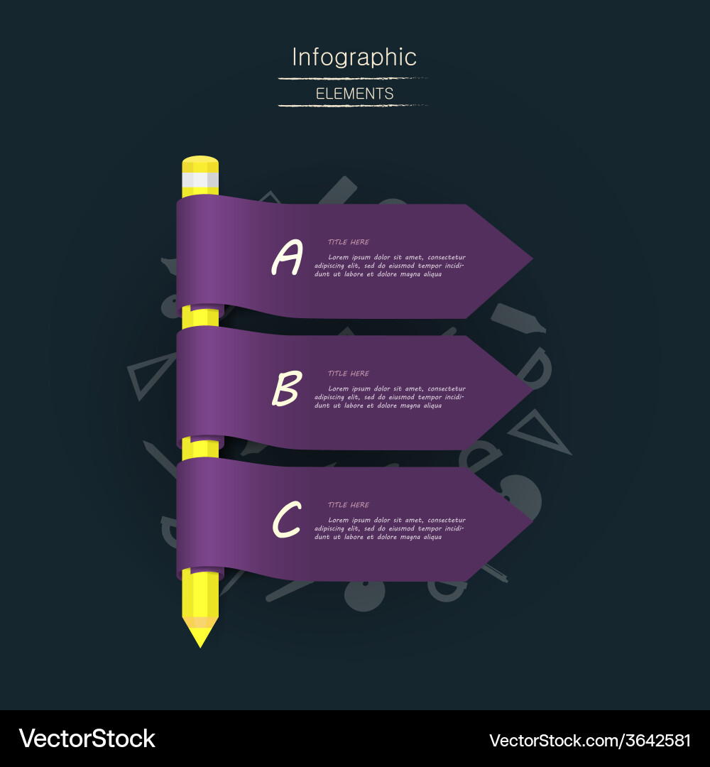 Abstract text banner with pencil and ribbons Vector Image