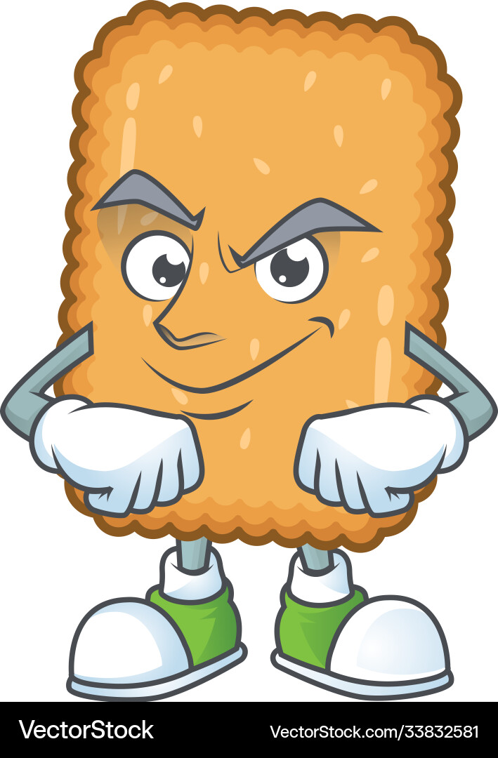 Biscuit mascot design style with grinning face Vector Image