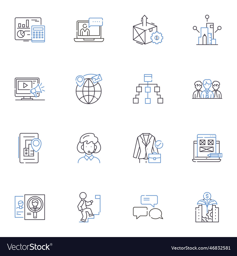 Conglomerate line icons collection diverse Vector Image Conglomerate line icons collection diverse Vector Image