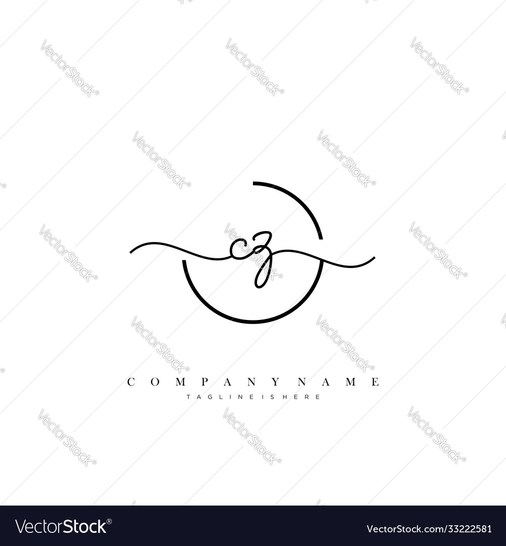 Cz initial handwriting minimalist geometric logo Vector Image Cz initial handwriting minimalist geometric logo Vector Image
