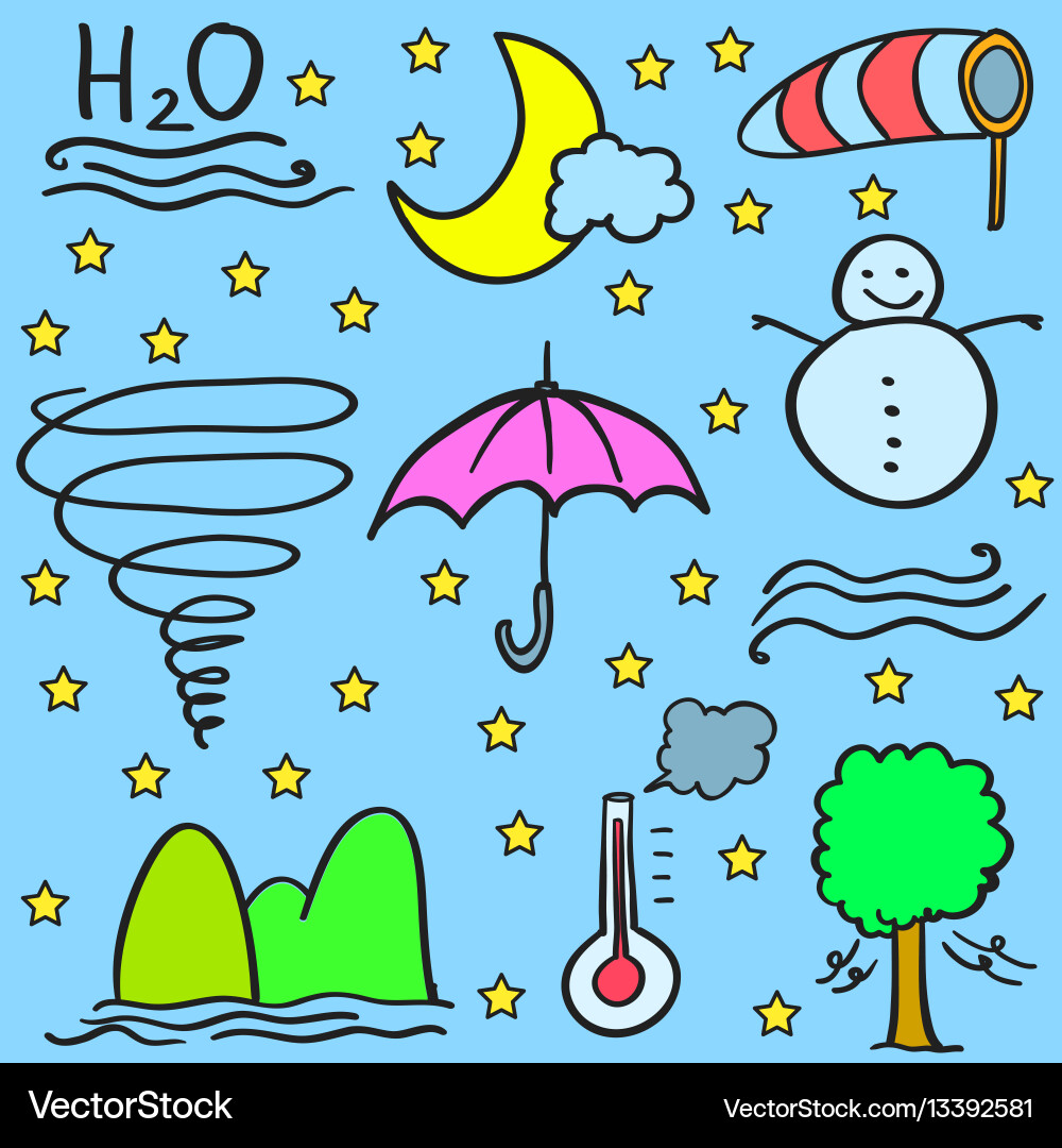Doodle of weather object art Royalty Free Vector Image