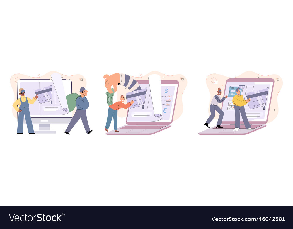 Hacker activity big set hacking computer Vector Image