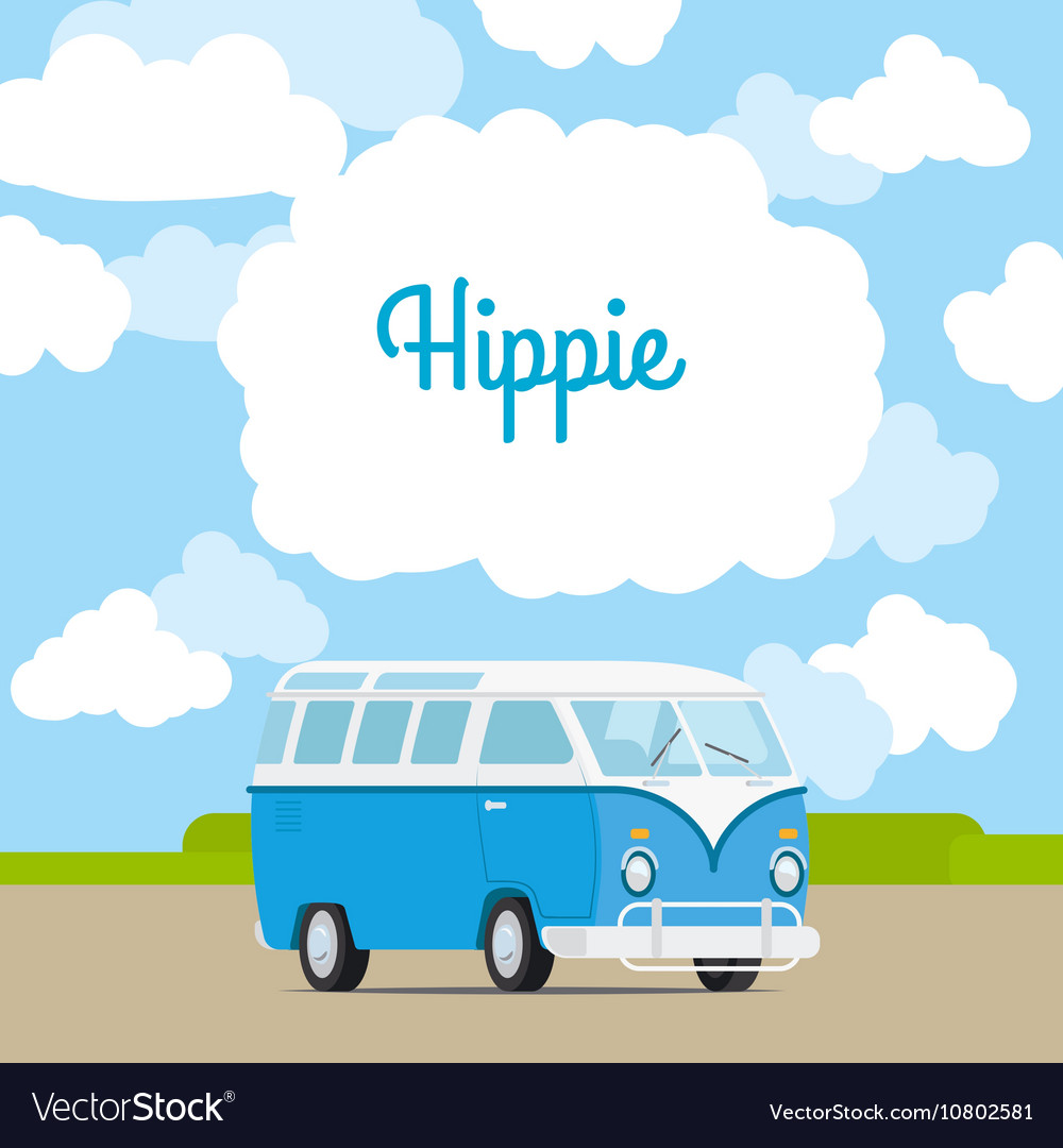 Hippie vintage mini van template Royalty Free Vector Image