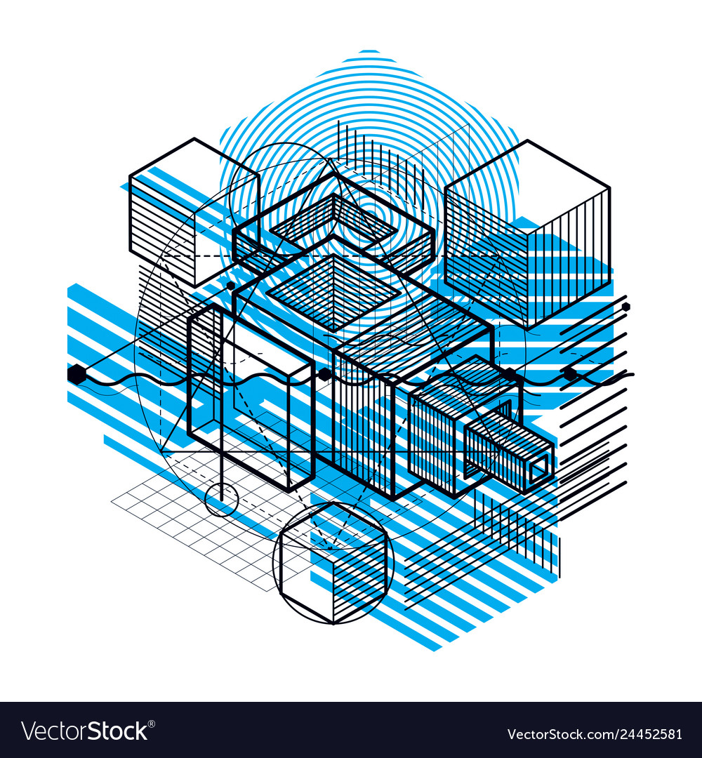 Isometric abstraction with lines and different Vector Image