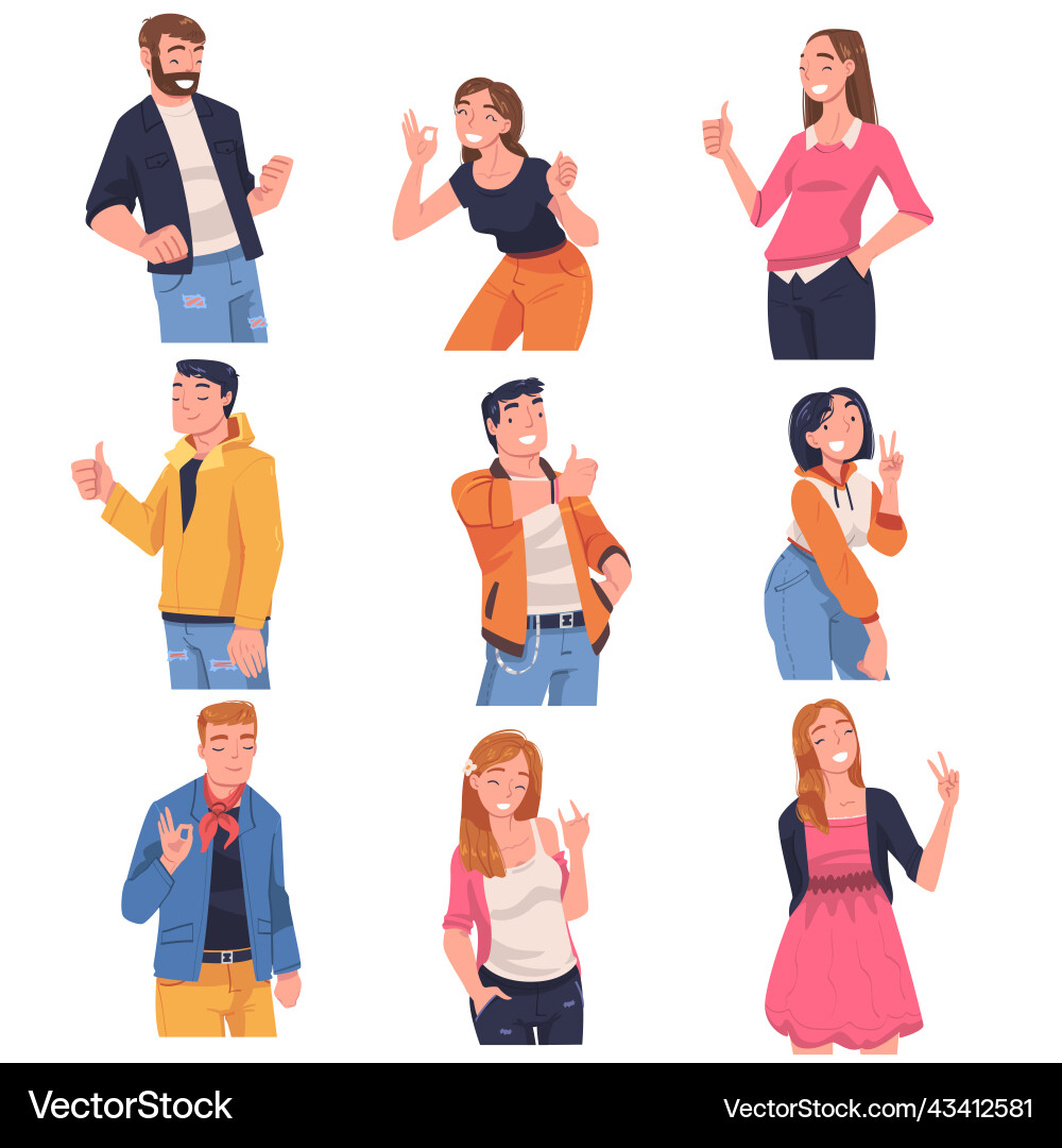 People character showing positive gesture like Vector Image