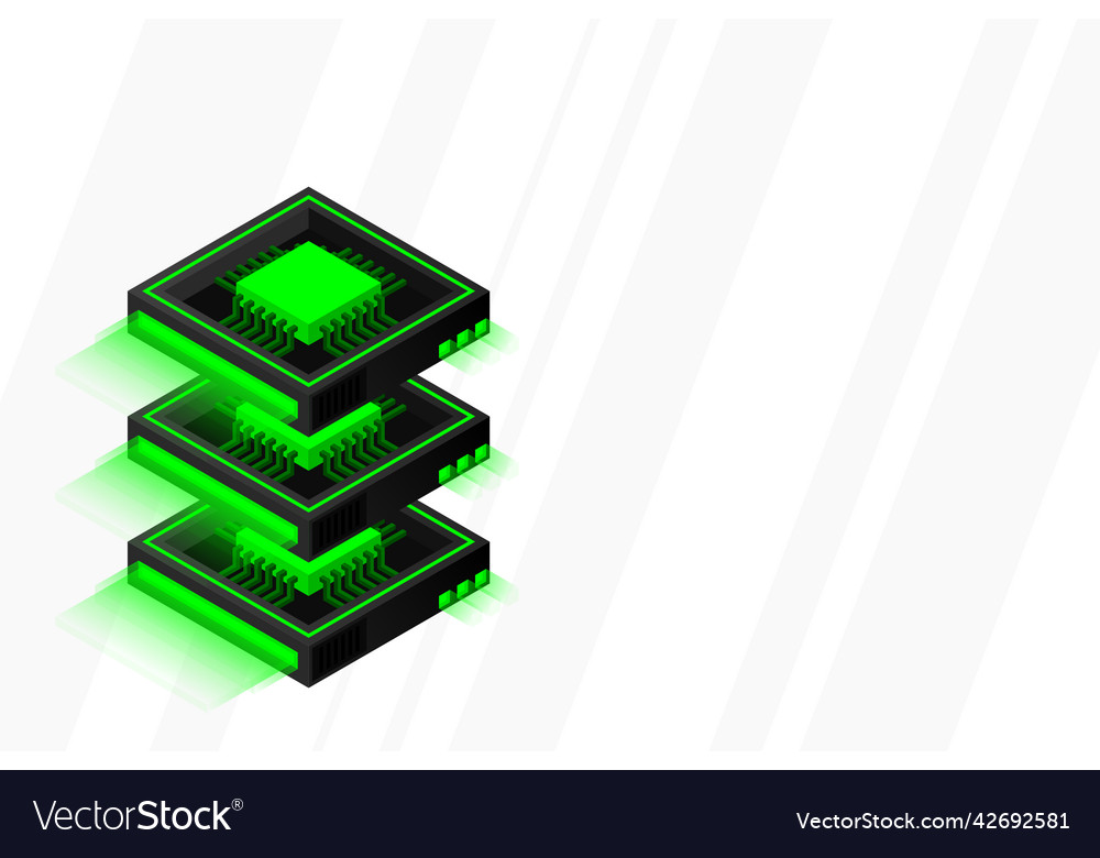 Quantum computer large data processing server Vector Image