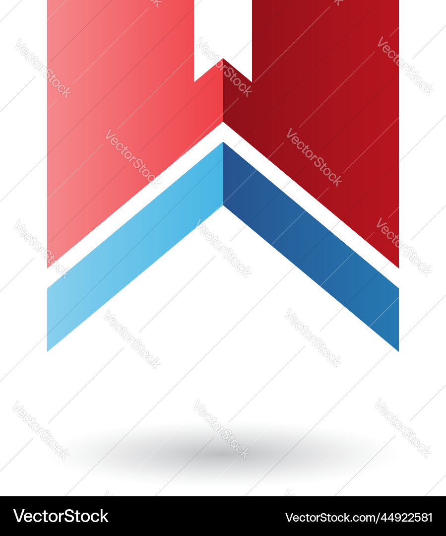 Red and blue letter w with a thick stripe Vector Image