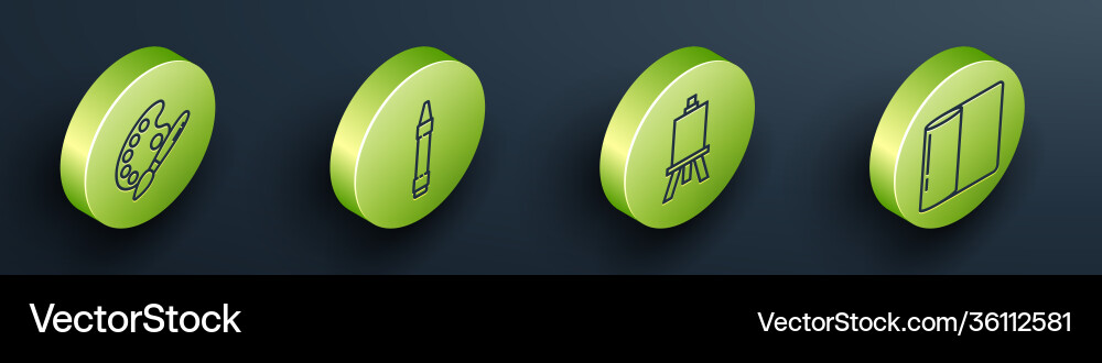 Set isometric paint brush with palette wax Vector Image
