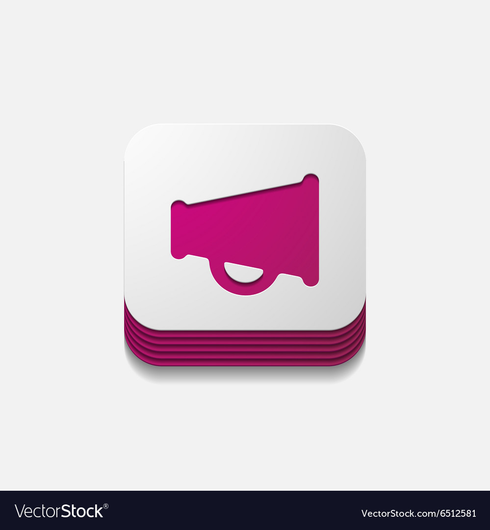 Square button megaphone Royalty Free Vector Image