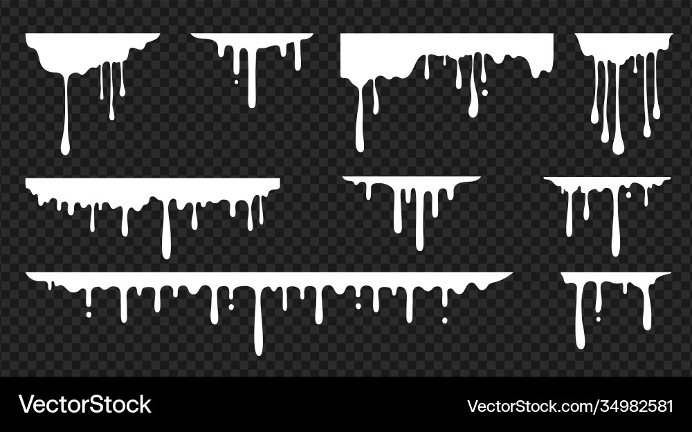 White dripping stain realistic melt drips liquid Vector Image