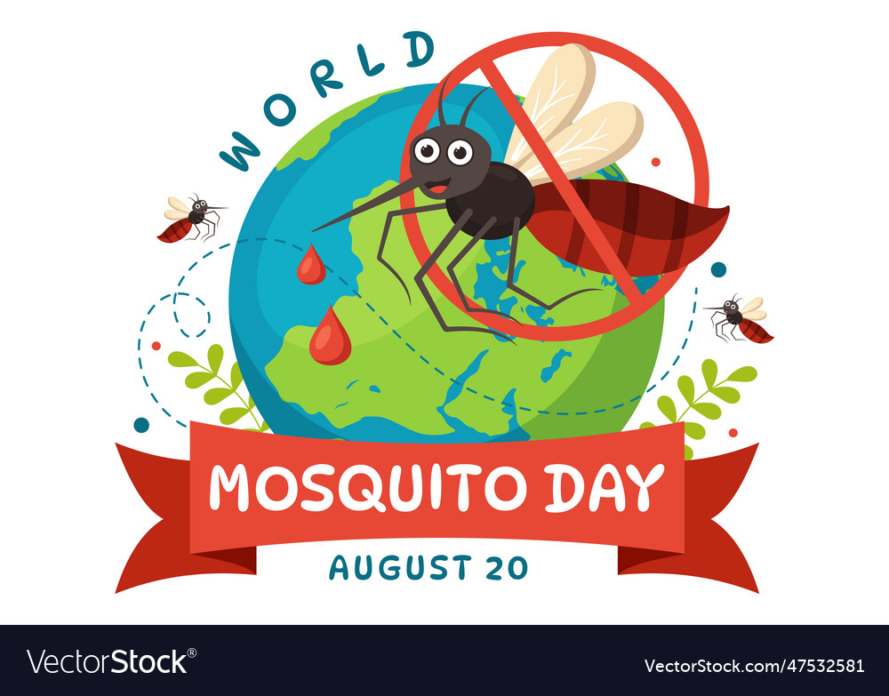 World mosquito day on 20 august with midge can Vector Image