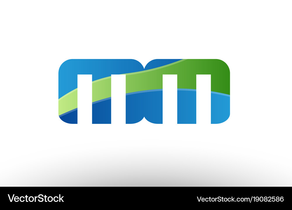 Blue green mm m alphabet letter logo Royalty Free Vector