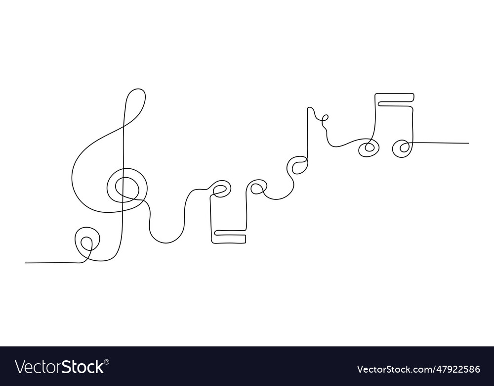 Continuous line musical notes concept Royalty Free Vector