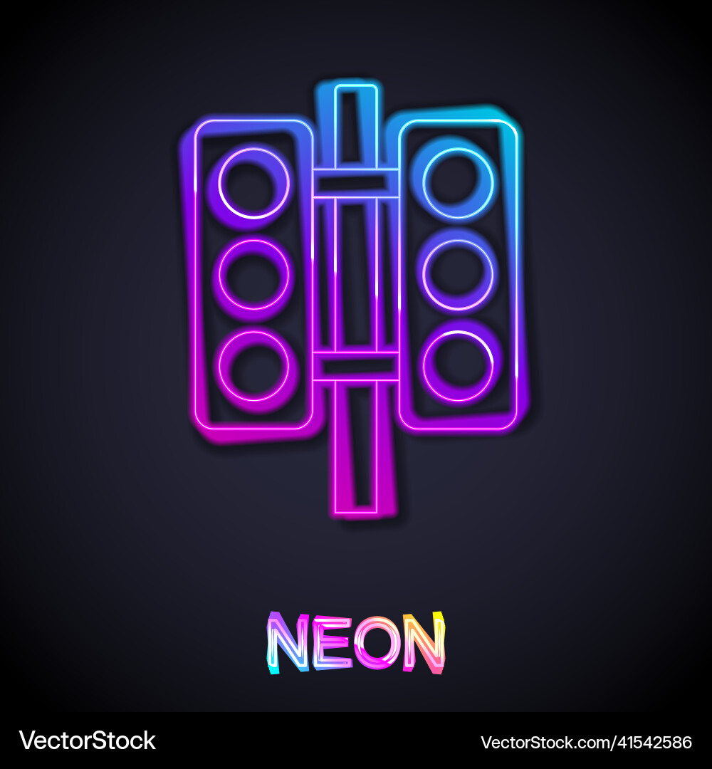 Glowing neon line racing traffic light icon Vector Image