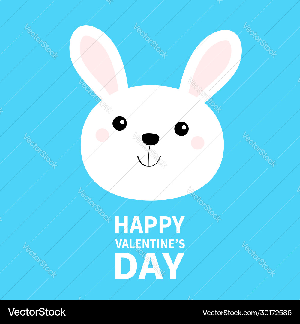 Happy valentines day white bunny rabbit hare face Vector Image
