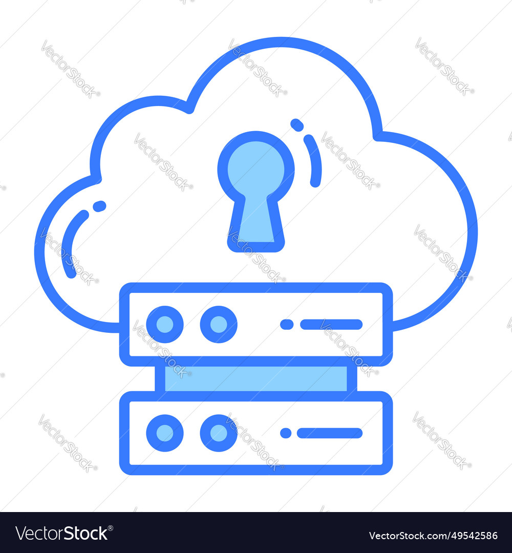 Keyhole on cloud with data server denoting Vector Image