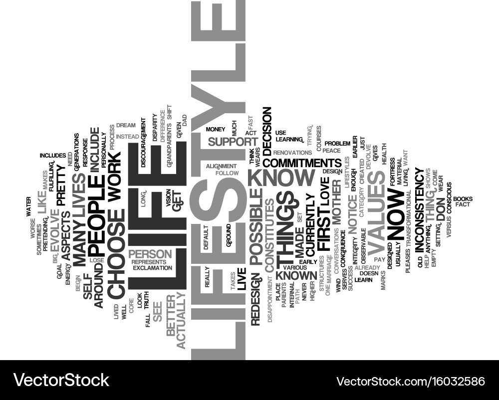 Life versus lifestyle text background word cloud Vector Image