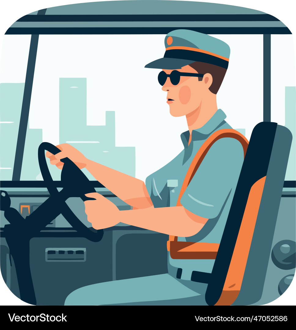 Men driving flat golf cart summer adventure Vector Image