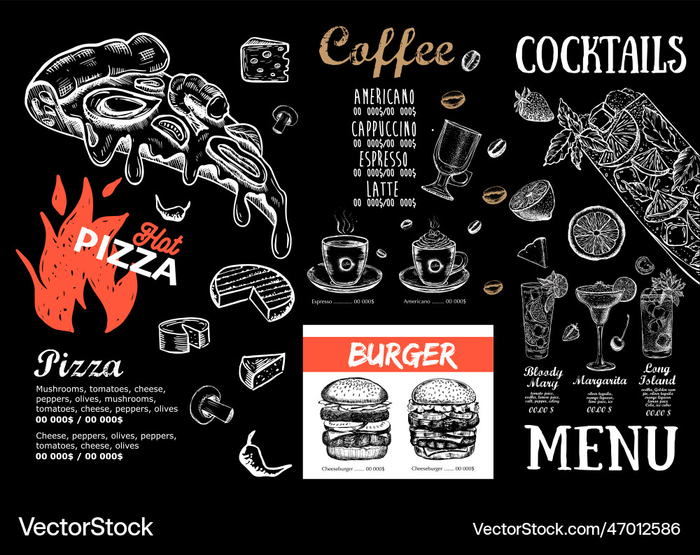 Menu restaurant cafe template design food flyer Vector Image