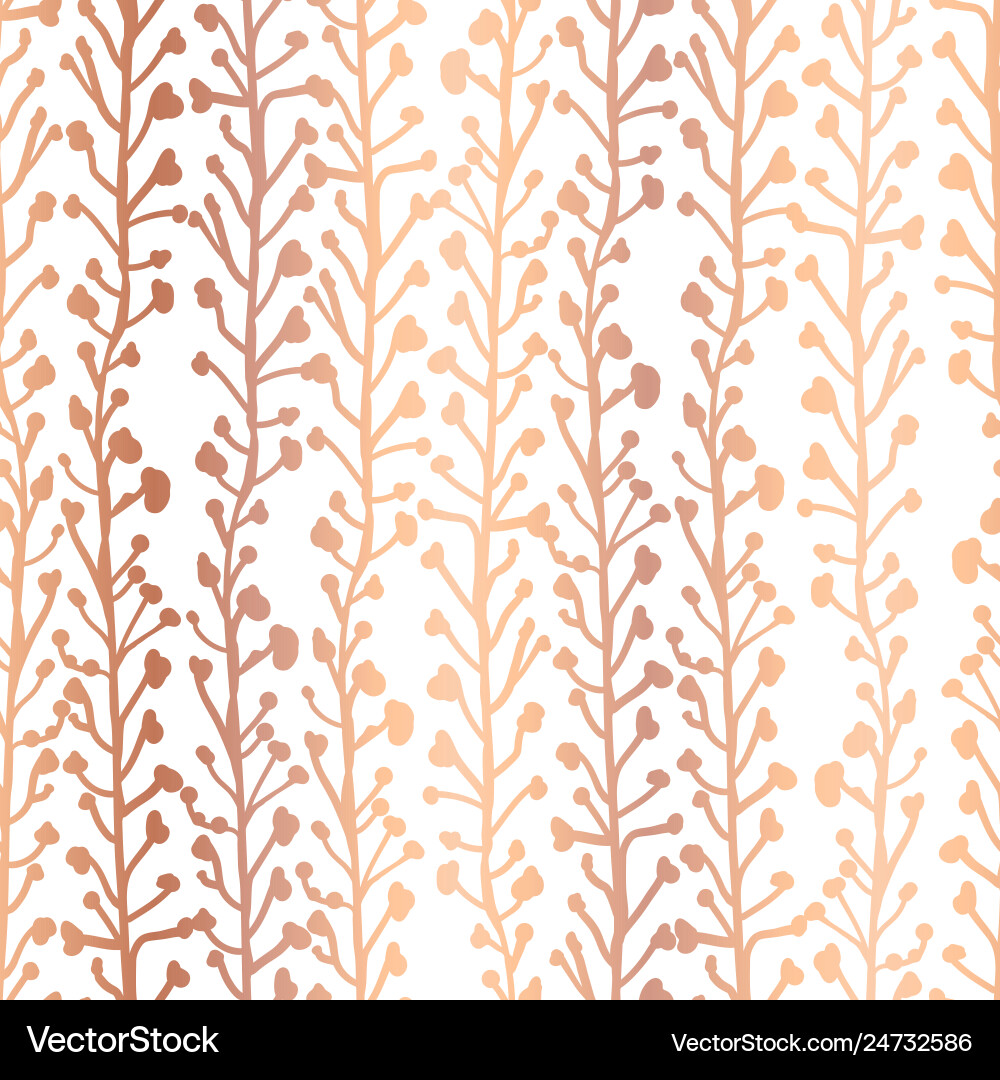 Rose gold foil nature background seamless Vector Image