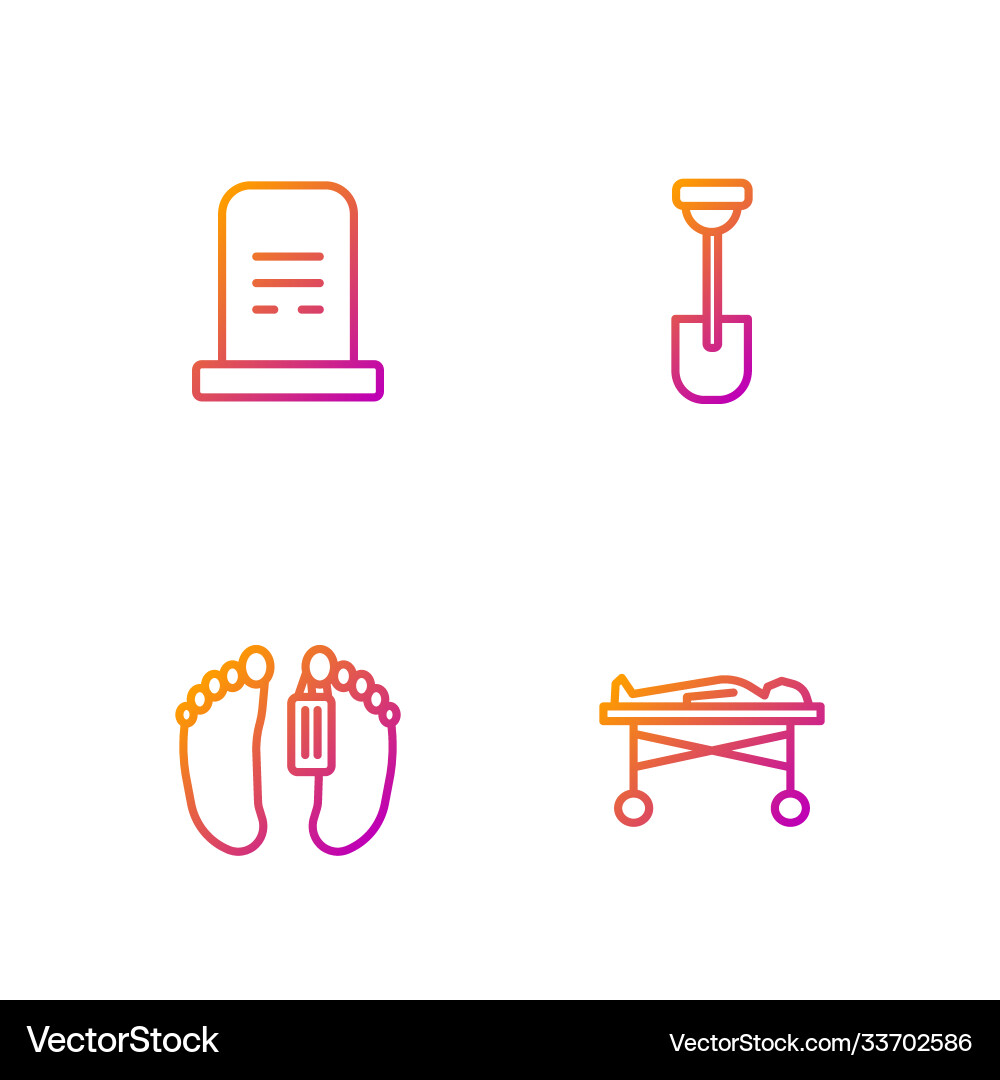 Set line dead body in morgue grave Royalty Free Vector Image