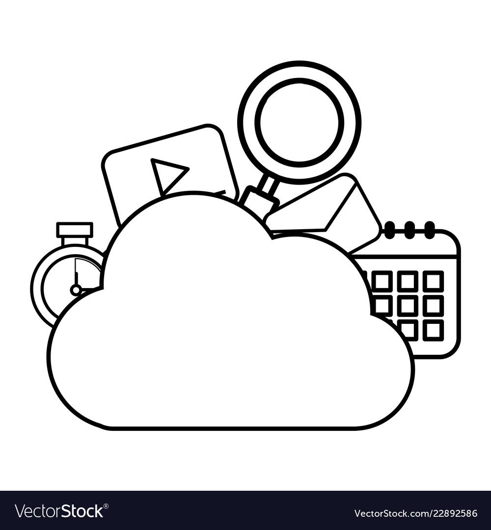 Technology web cloud cartoon Royalty Free Vector Image