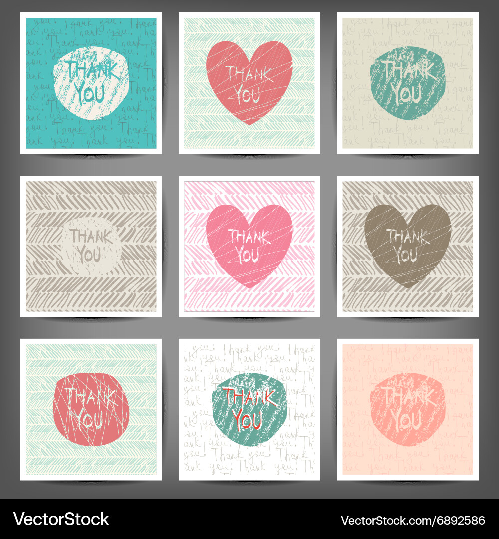 Thank you hand draw card 10 eps Set Royalty Free Vector