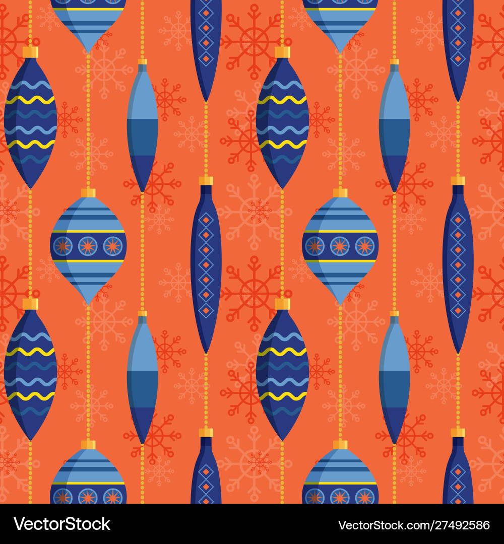 Vintage baubles christmas ornament pattern in flat