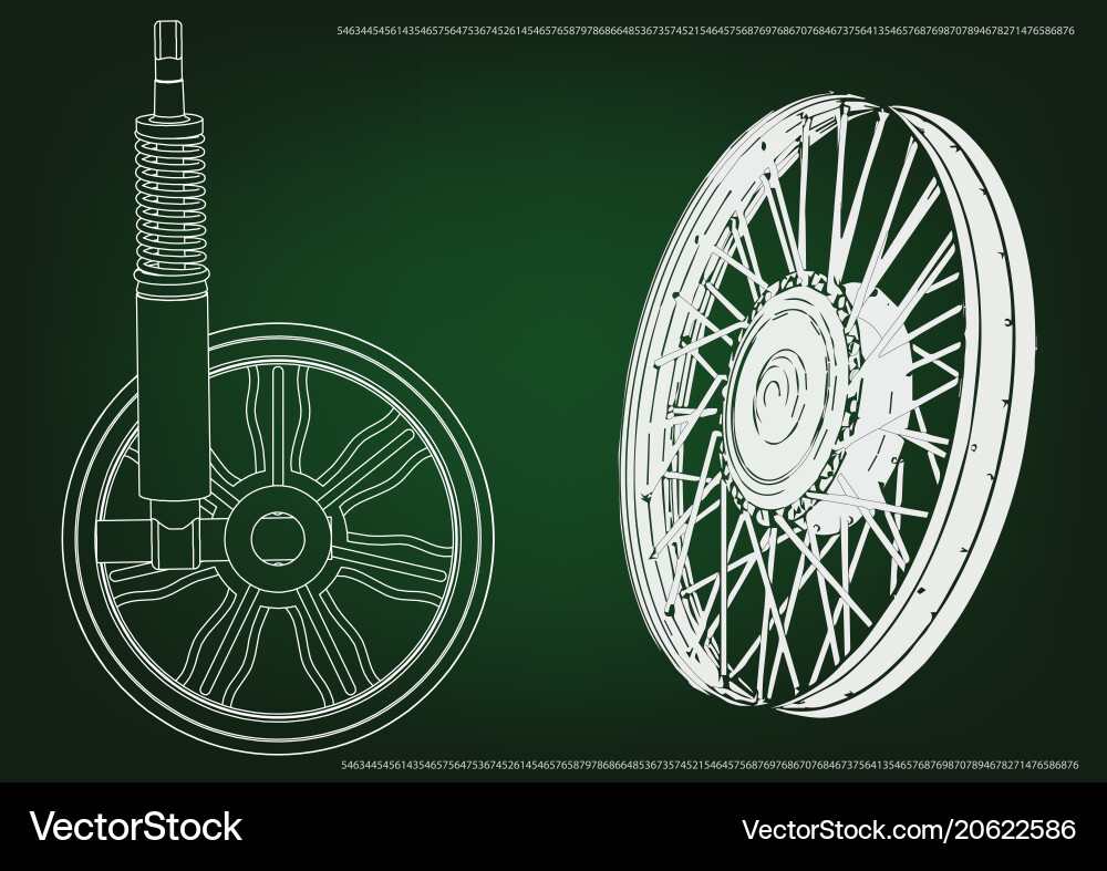 Wheel and shock absorber on a green Royalty Free Vector