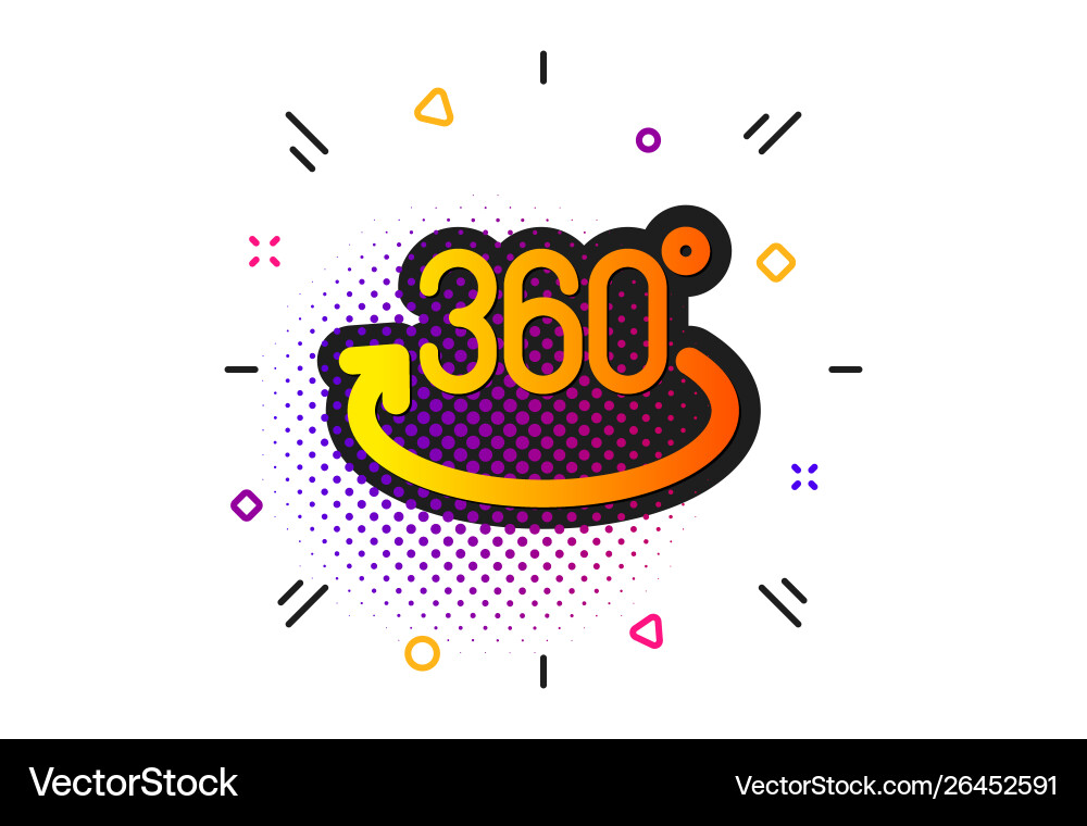 360 degree icon full rotation sign vr technology Vector Image