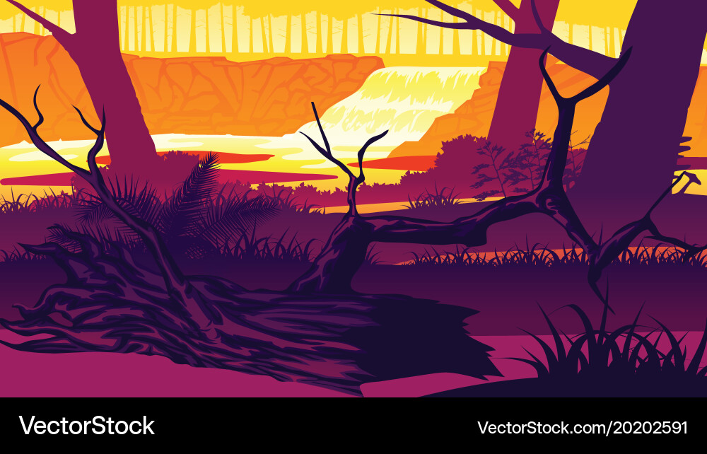 Background of landscape with river and forest Vector Image