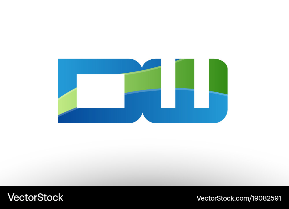 Blue green dw d w alphabet letter logo Royalty Free Vector