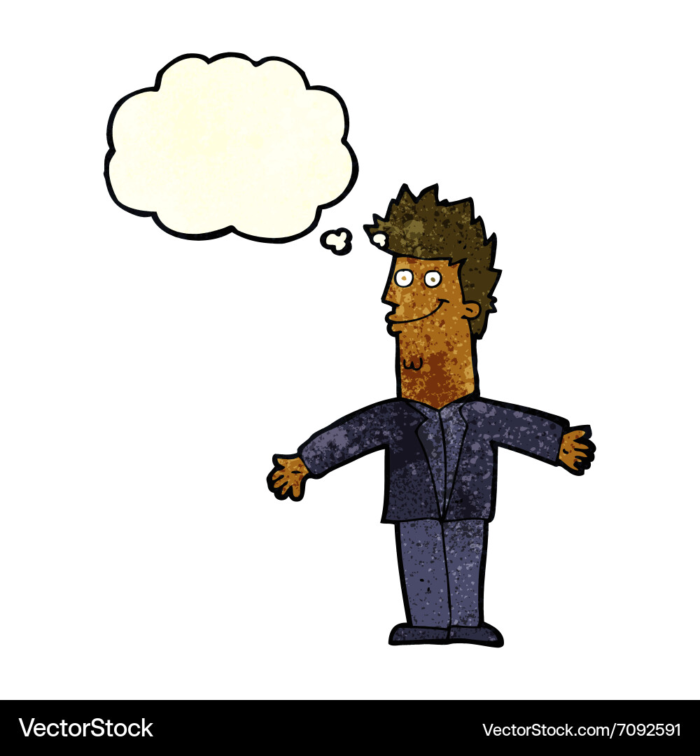 Cartoon happy man with open arms thought Vector Image