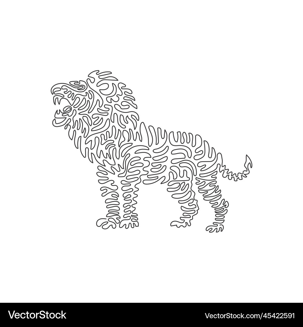 Continuous curve one line drawing of ferocious Vector Image