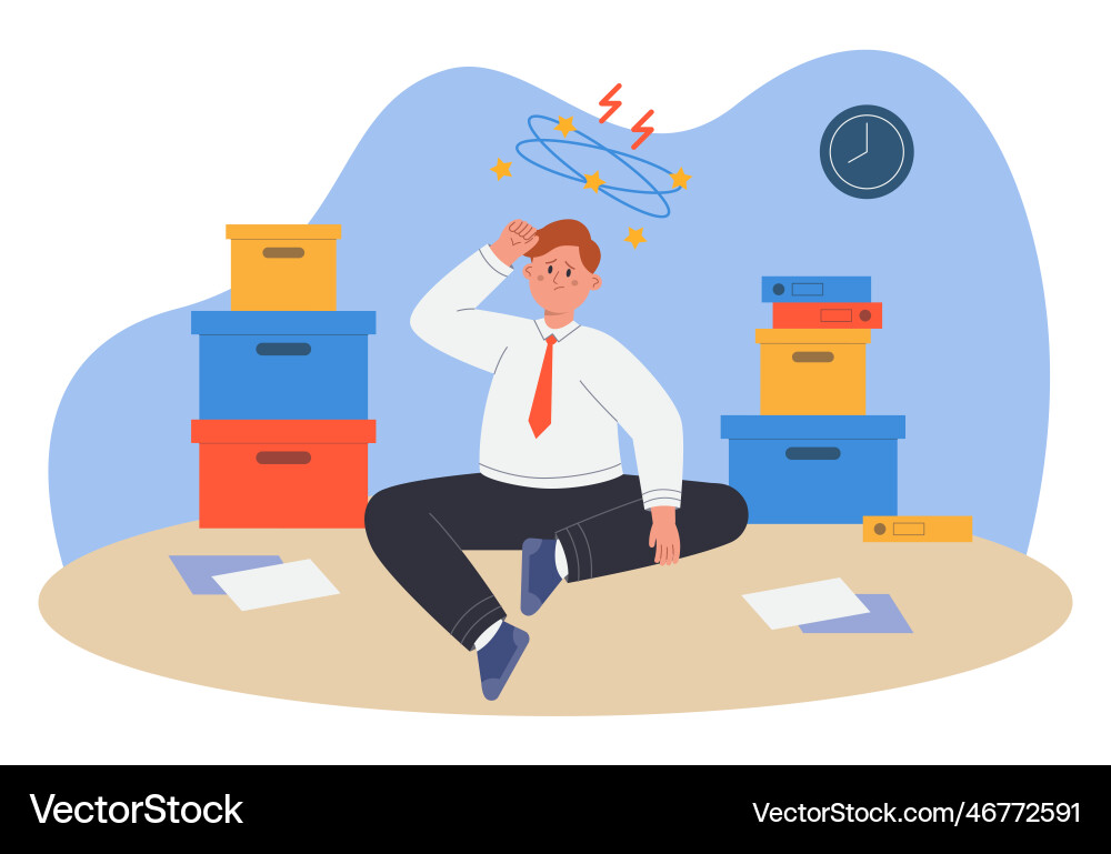 Frustrated business person sorting out paperwork Vector Image