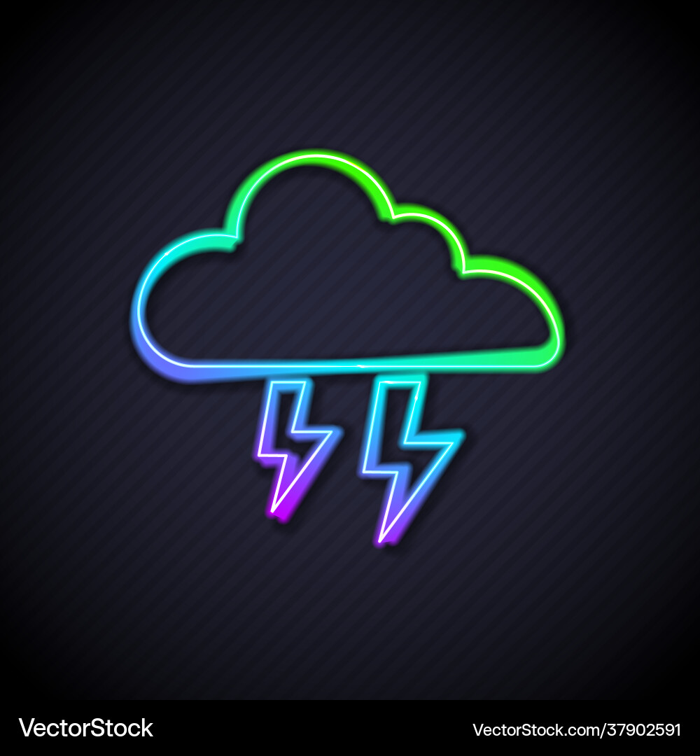 Glowing neon line storm icon isolated on black Vector Image