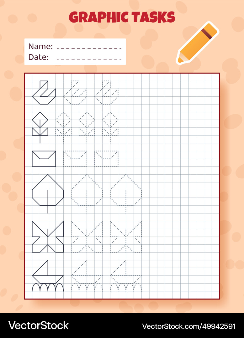 Graphic tasks by cells educational game for kids Vector Image