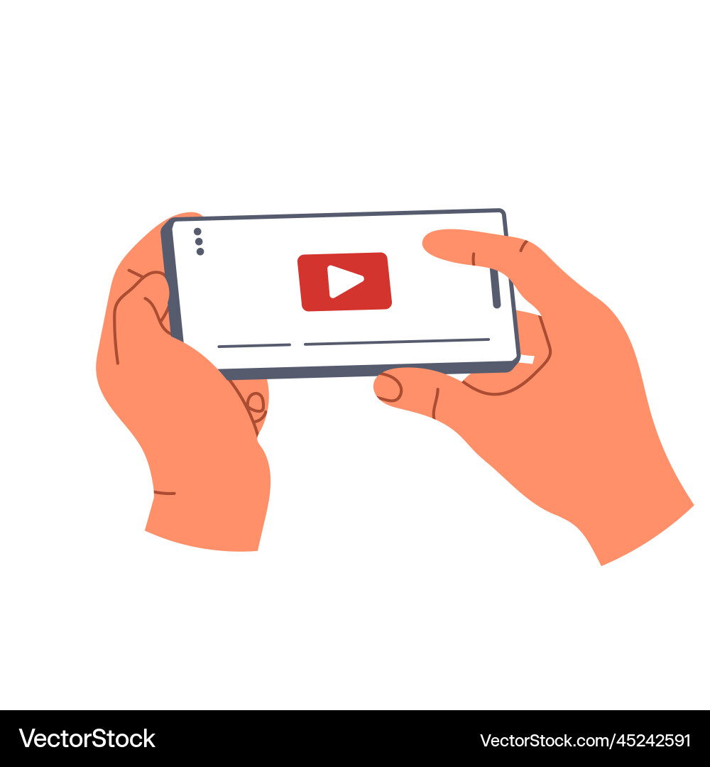 Hand holding phone with app for watching movie Vector Image
