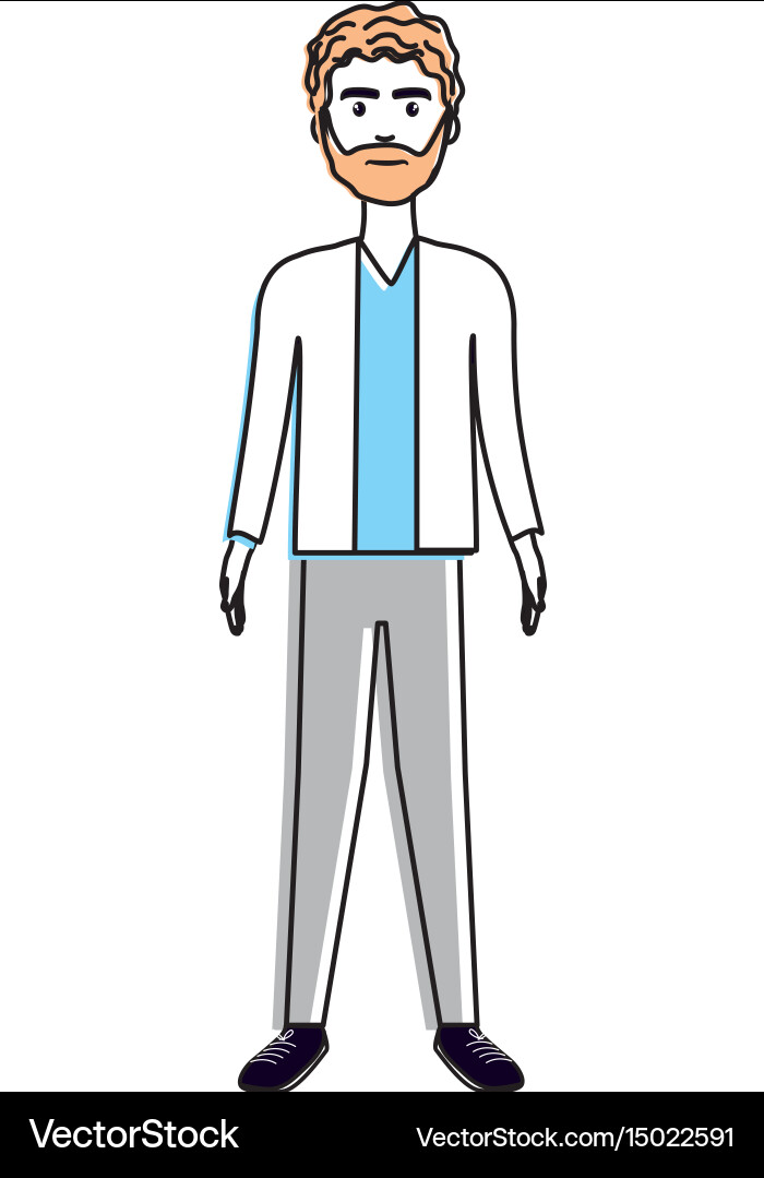 Handsome man with beard and elegant wear Vector Image