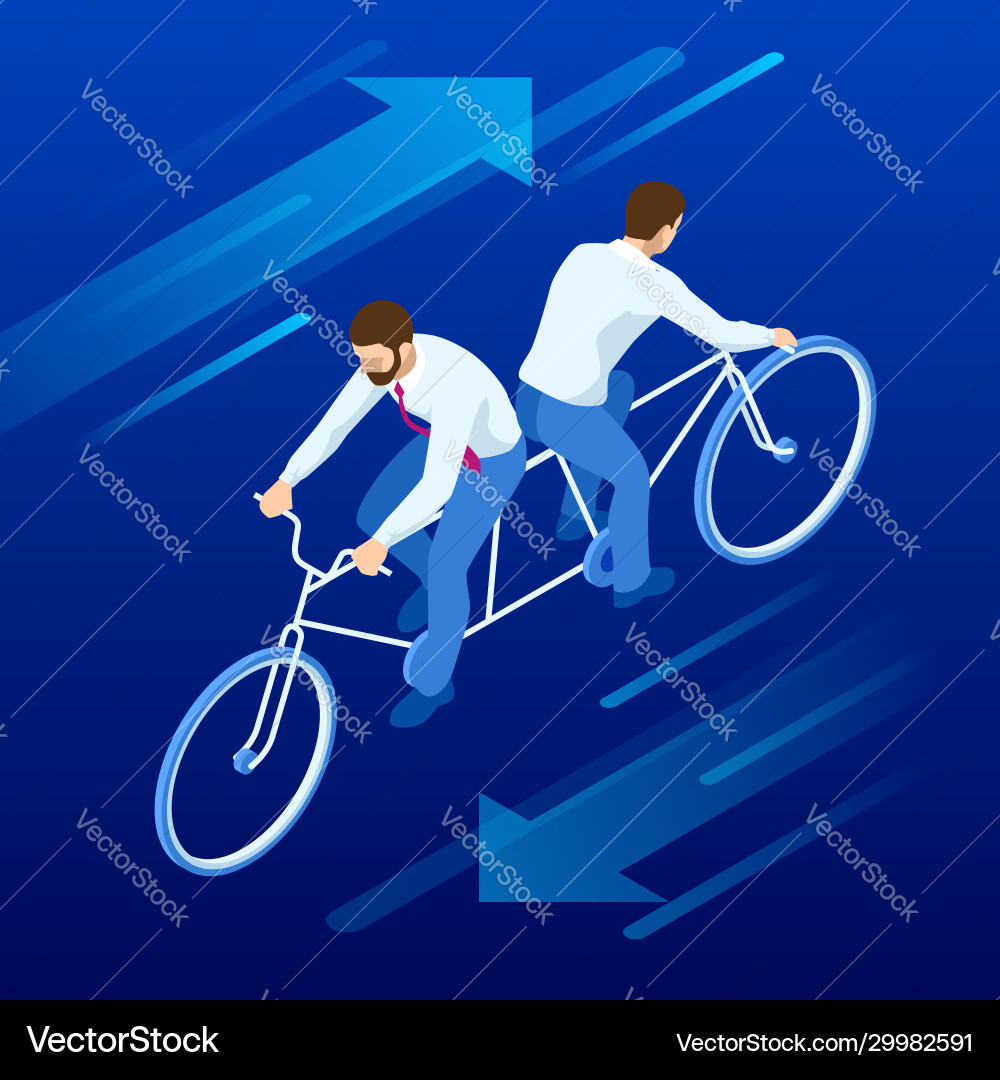 Isometric competition businessman on bicycle Vector Image