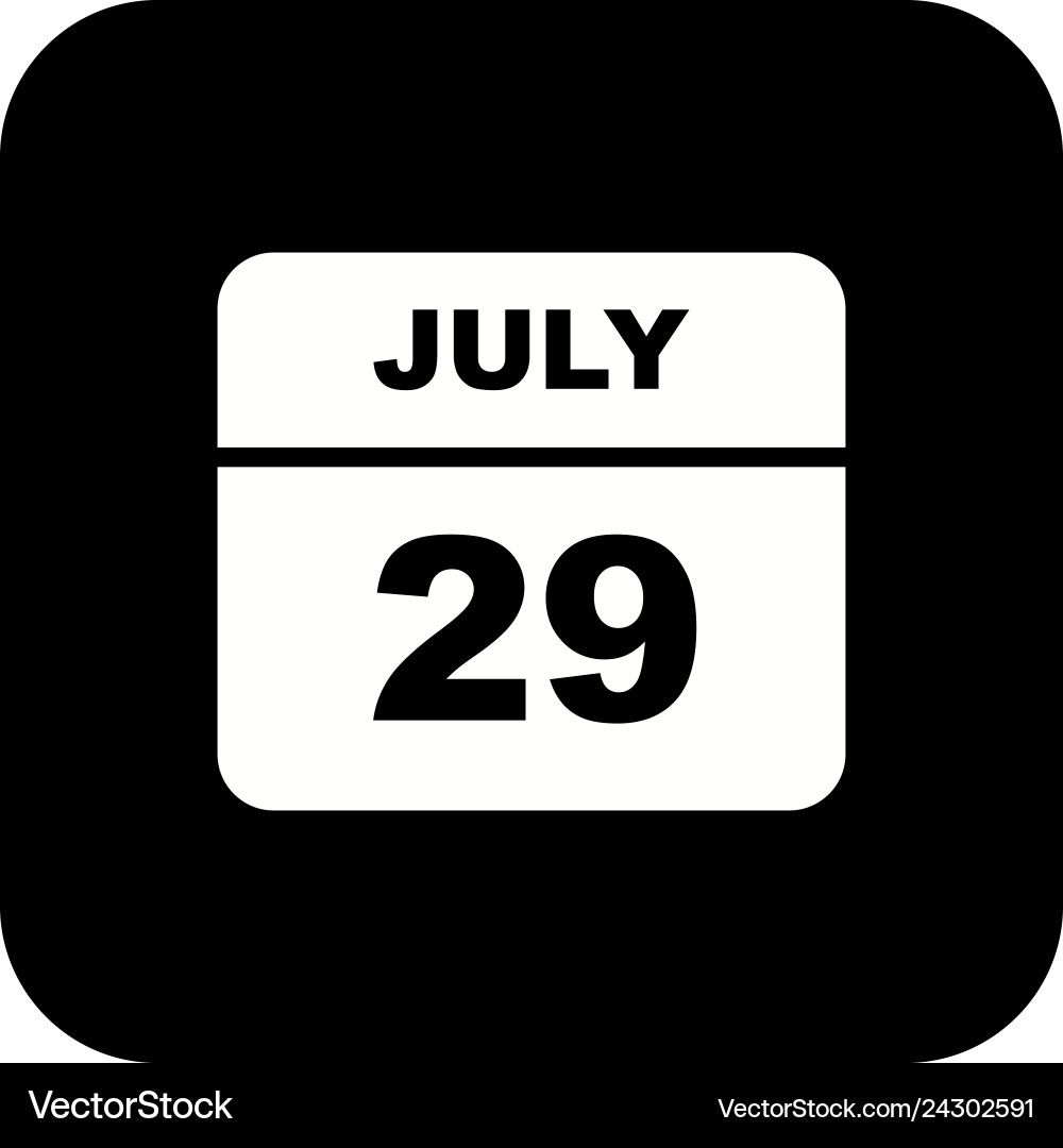 July 29th date on a single day calendar Royalty Free Vector