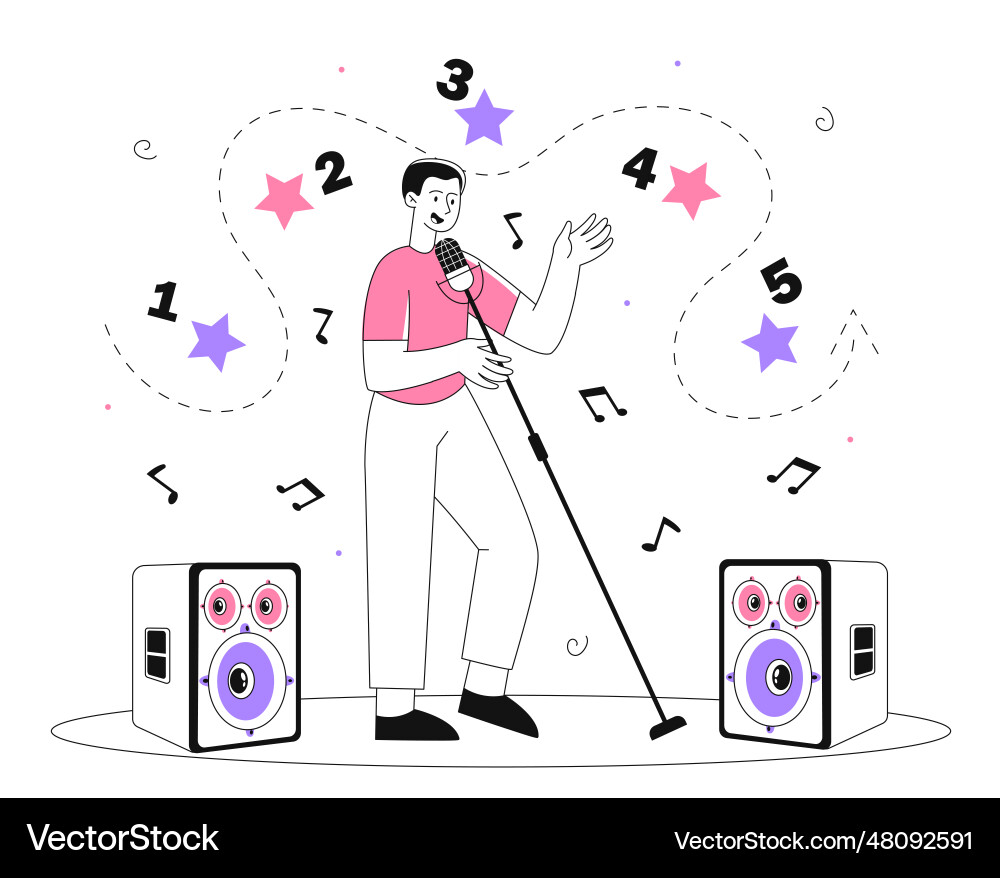 Man with popular music line Royalty Free Vector Image