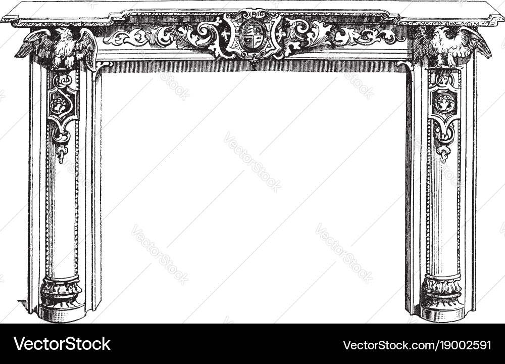 Mantel piece sun-shaped vintage engraving Vector Image
