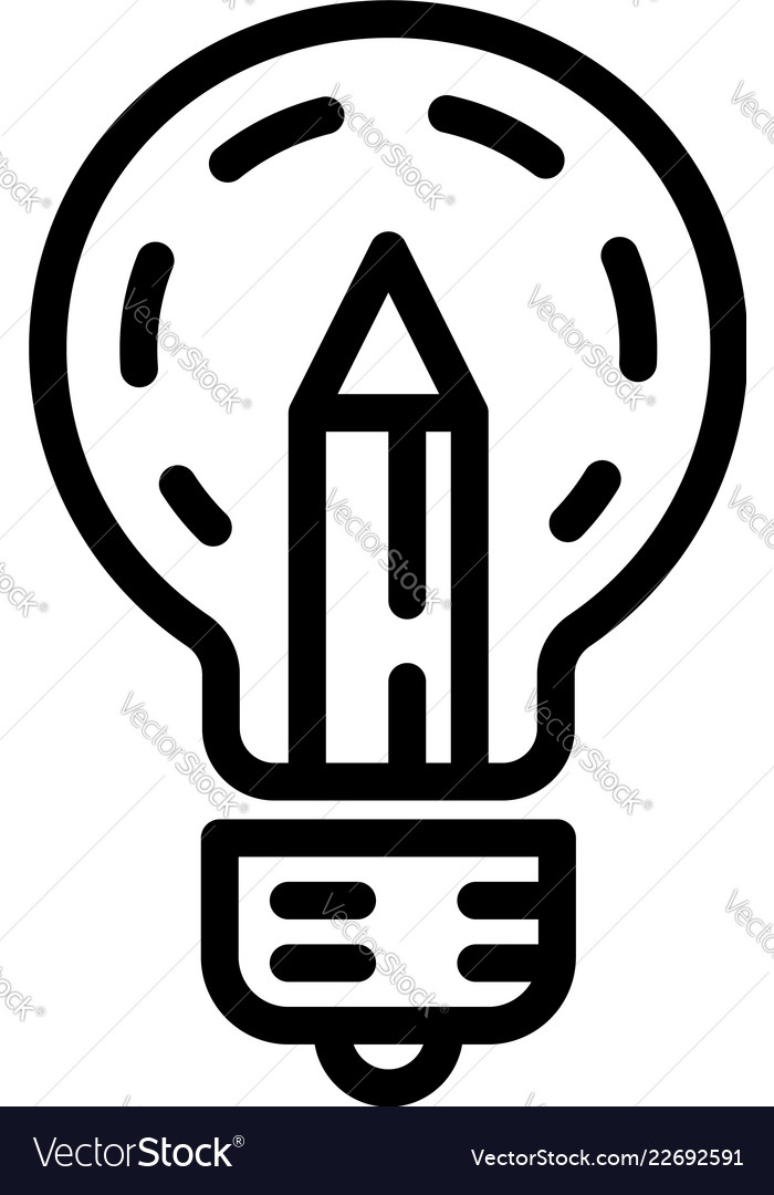 Pencil bulb icon outline style Royalty Free Vector Image