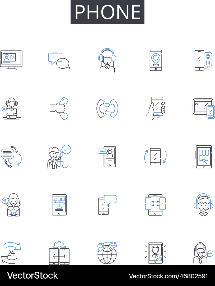 Phone line icons collection tablet mobile Vector Image