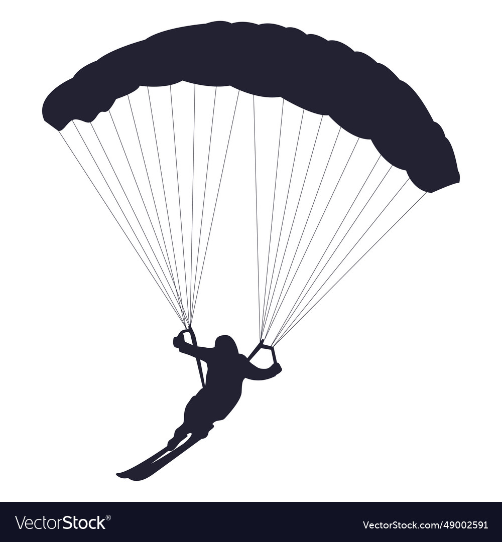 Ski parachute gliding silhouette Royalty Free Vector Image Ski parachute gliding silhouette Royalty Free Vector Image