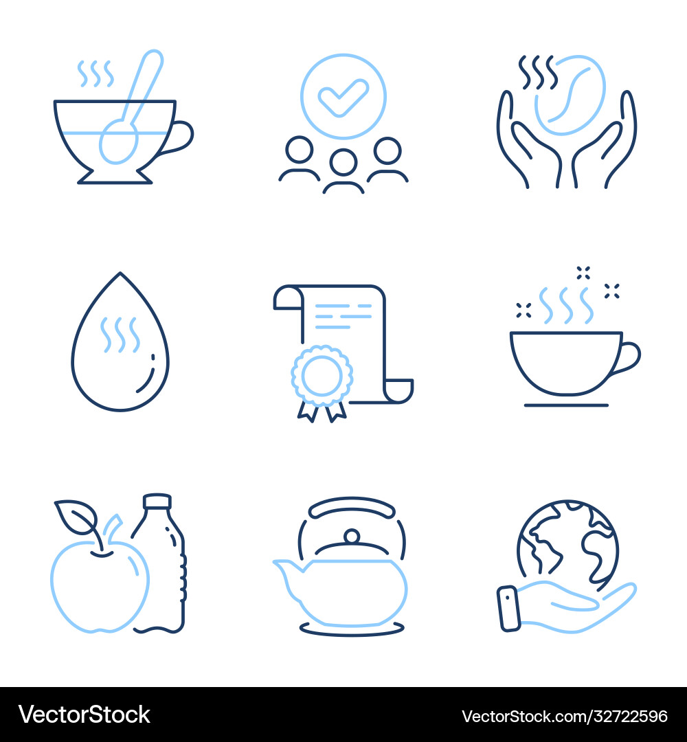 Apple coffee and teapot icons set cup Royalty Free Vector