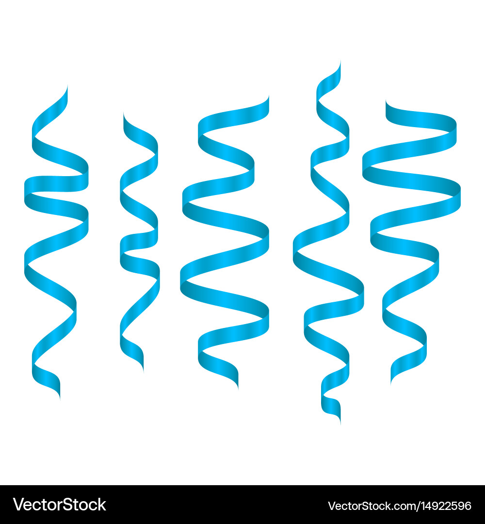 Blue serpentine ribbons isolated on white Vector Image