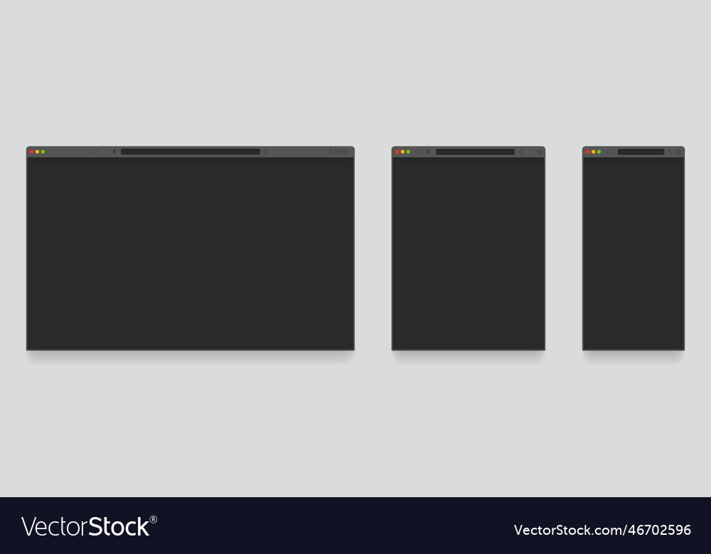 Browser mockup dark theme empty tab webpage Vector Image