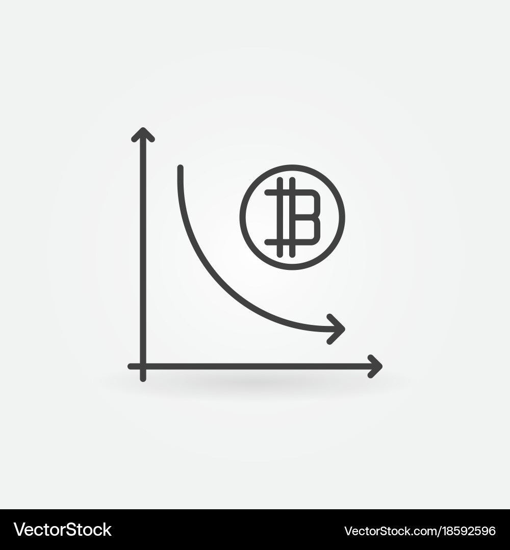 Cryptocurrency decline graph line icon Royalty Free Vector